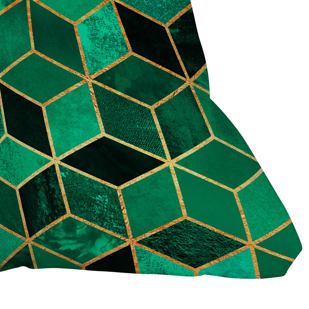Emerald Cubes Outdoor Throw Pillow Elisabeth Fredriksson