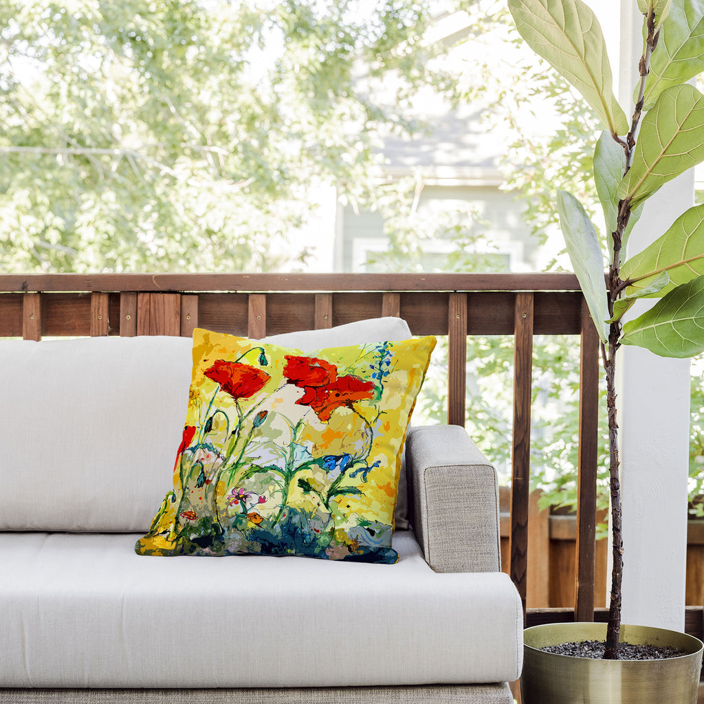 Poppies Provence Outdoor Throw Pillow Ginette Fine Art