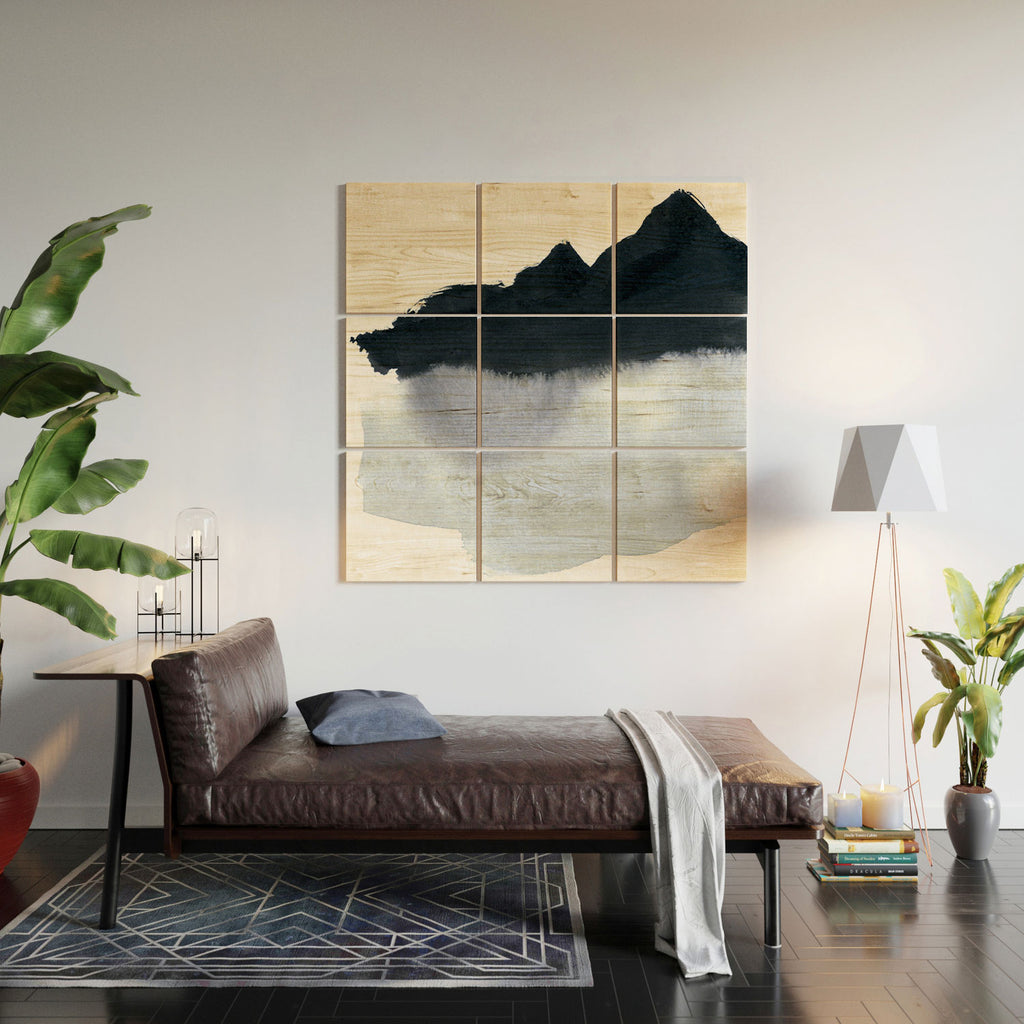Mountainscape Minimal Wood Wall Mural Iris Lehnhardt