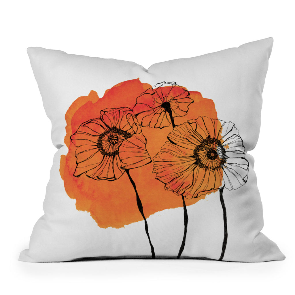 Orange Poppies Outdoor Throw Pillow Morgan Kendall