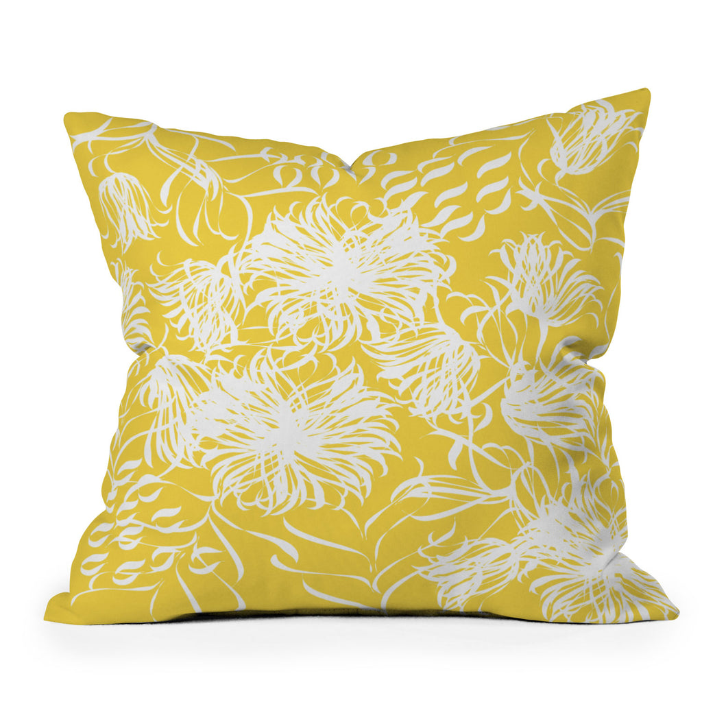 Bright Breezy Yellow Outdoor Throw Pillow Vy La