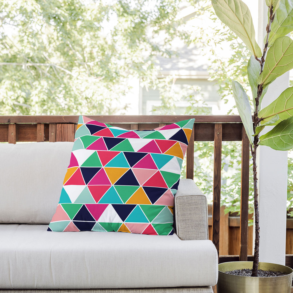 Love Triangle Outdoor Throw Pillow Vy La