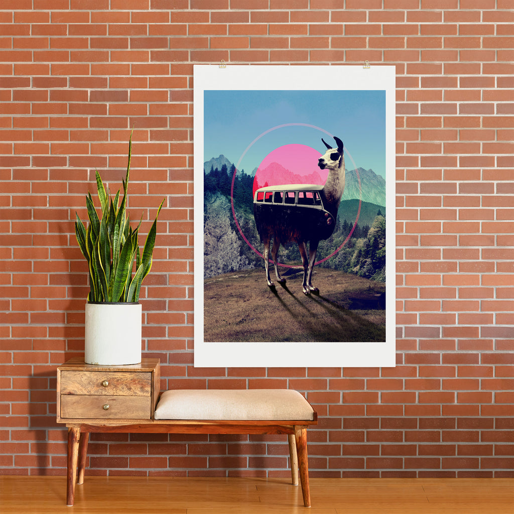 Llama Van Art Print Ali Gulec