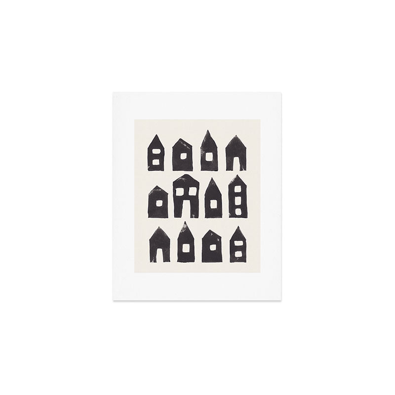 Tiny Houses 1 Handprinted Line Art Print Alisa Galitsyna
