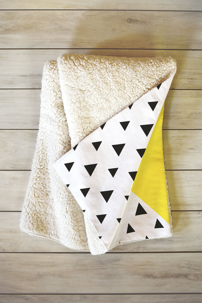 Chartreuse N Triangles Fleece Throw Blanket Allyson Johnson