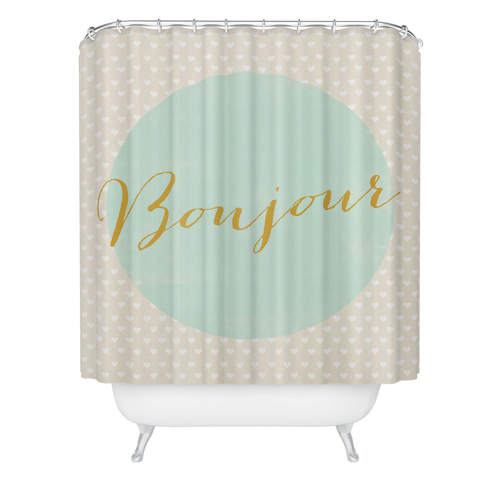 French Hello Shower Curtain Allyson Johnson