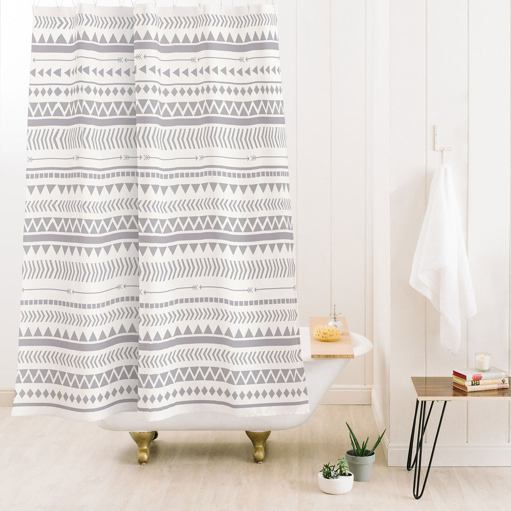 Gray Aztec Shower Curtain Allyson Johnson