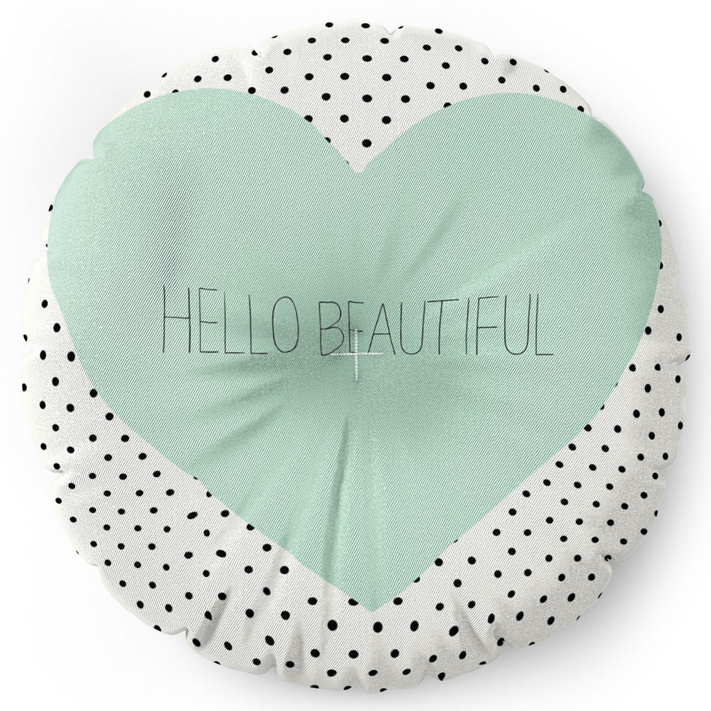 Hello Beautiful Heart Floor Pillow Round Allyson Johnson