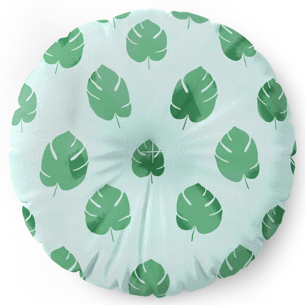 Palm Spring Leaves Floor Pillow Round Allyson Johnson