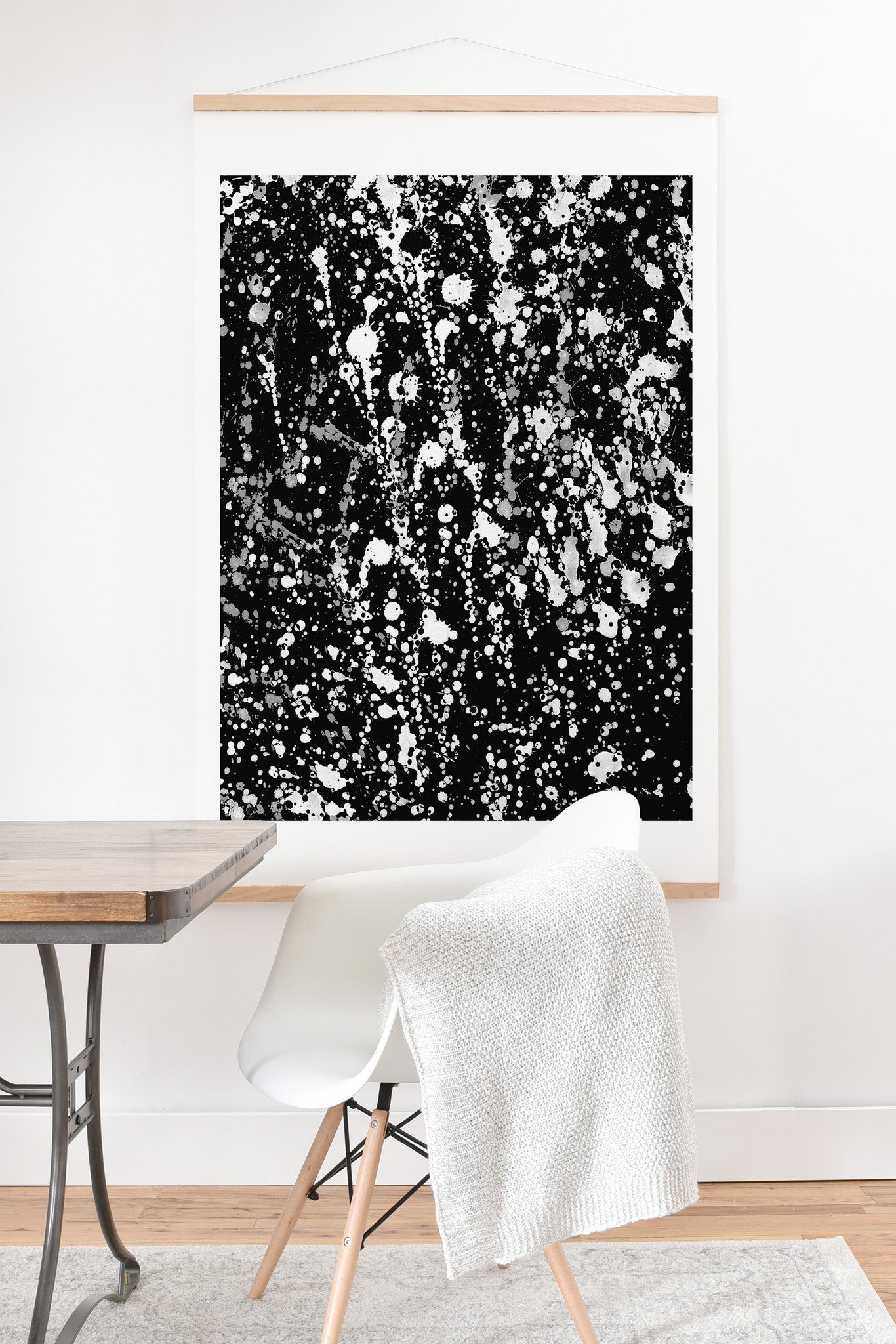 Splatter Black And White Art Print And Hanger Amy Sia