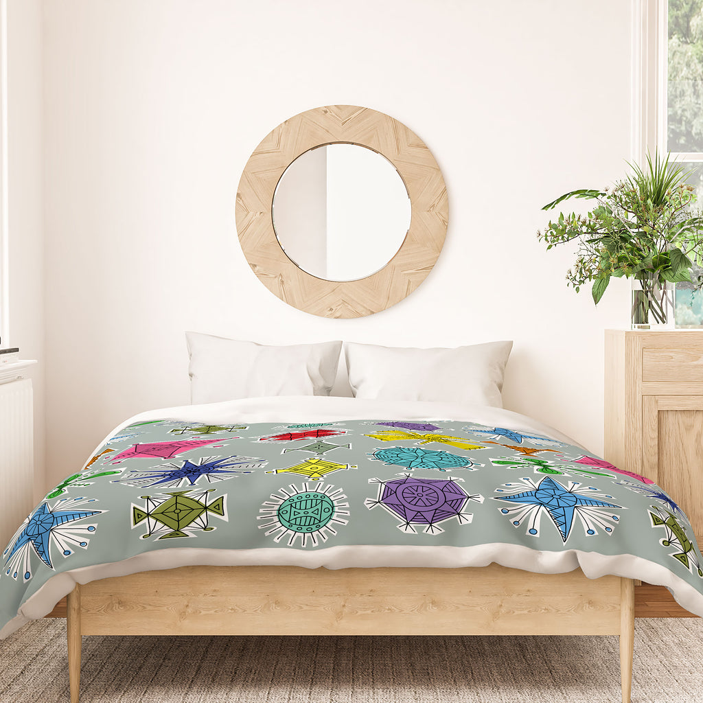 Geos Retro Graphite Duvet Cover Andi Bird