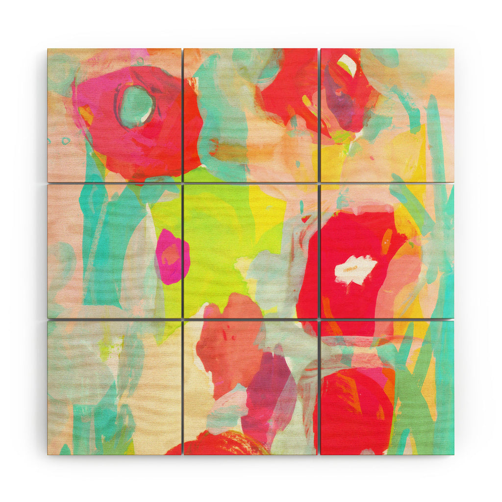 Teal Pop Bouquet Wood Wall Mural Barbara Chotiner