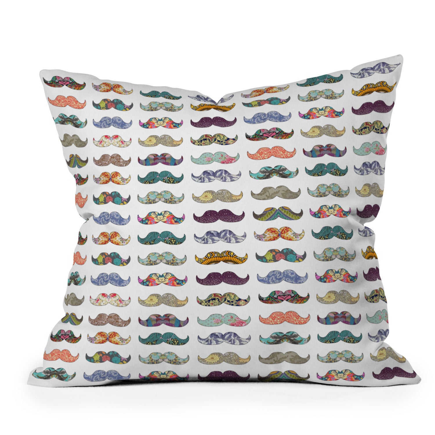 Mustache Mania Throw Pillow Bianca Green
