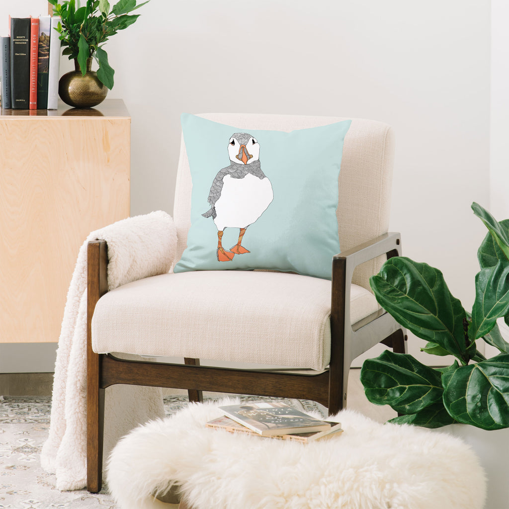 Puffin 2 Throw Pillow Casey Rogers