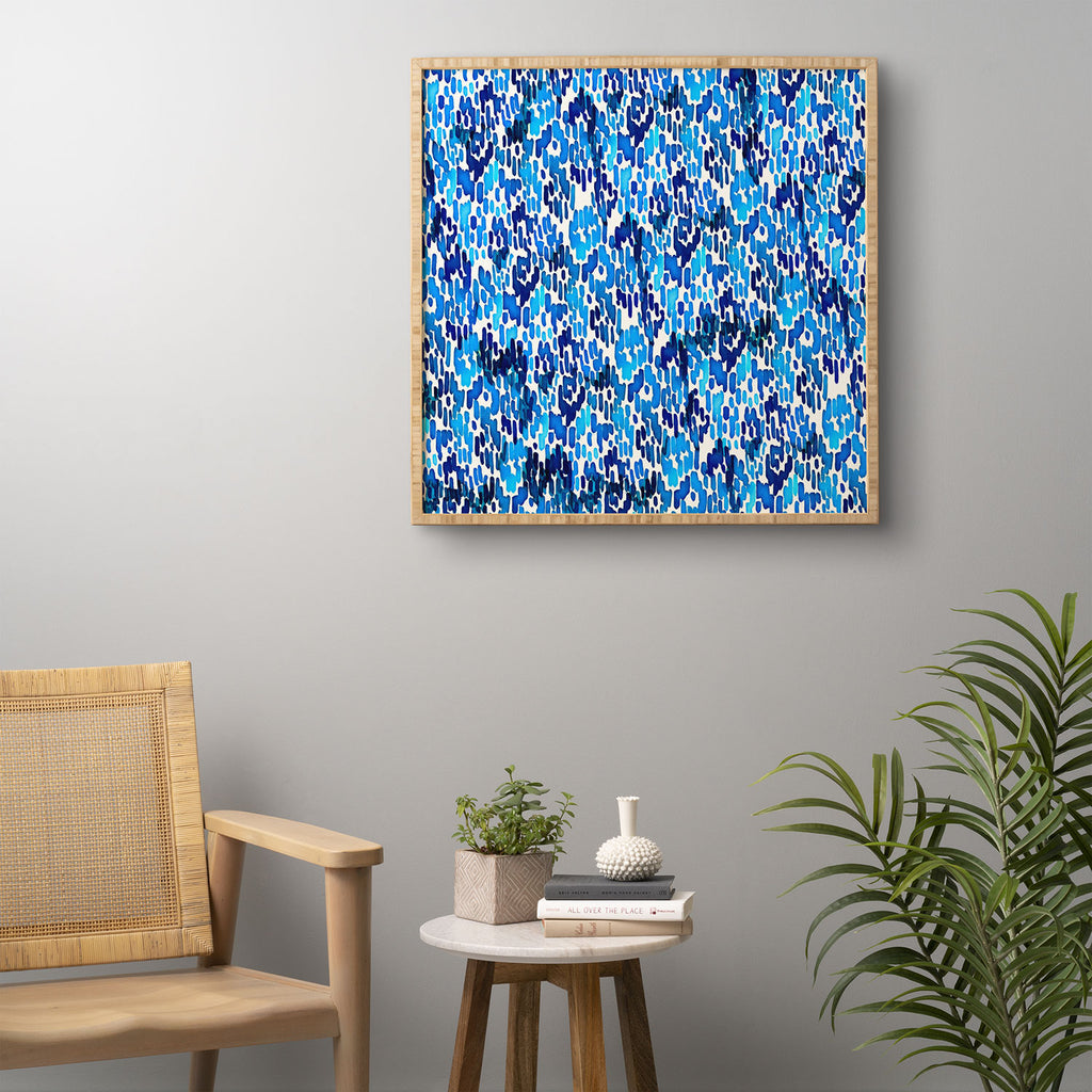 Blue Ikat Framed Wall Art Cayenablanca