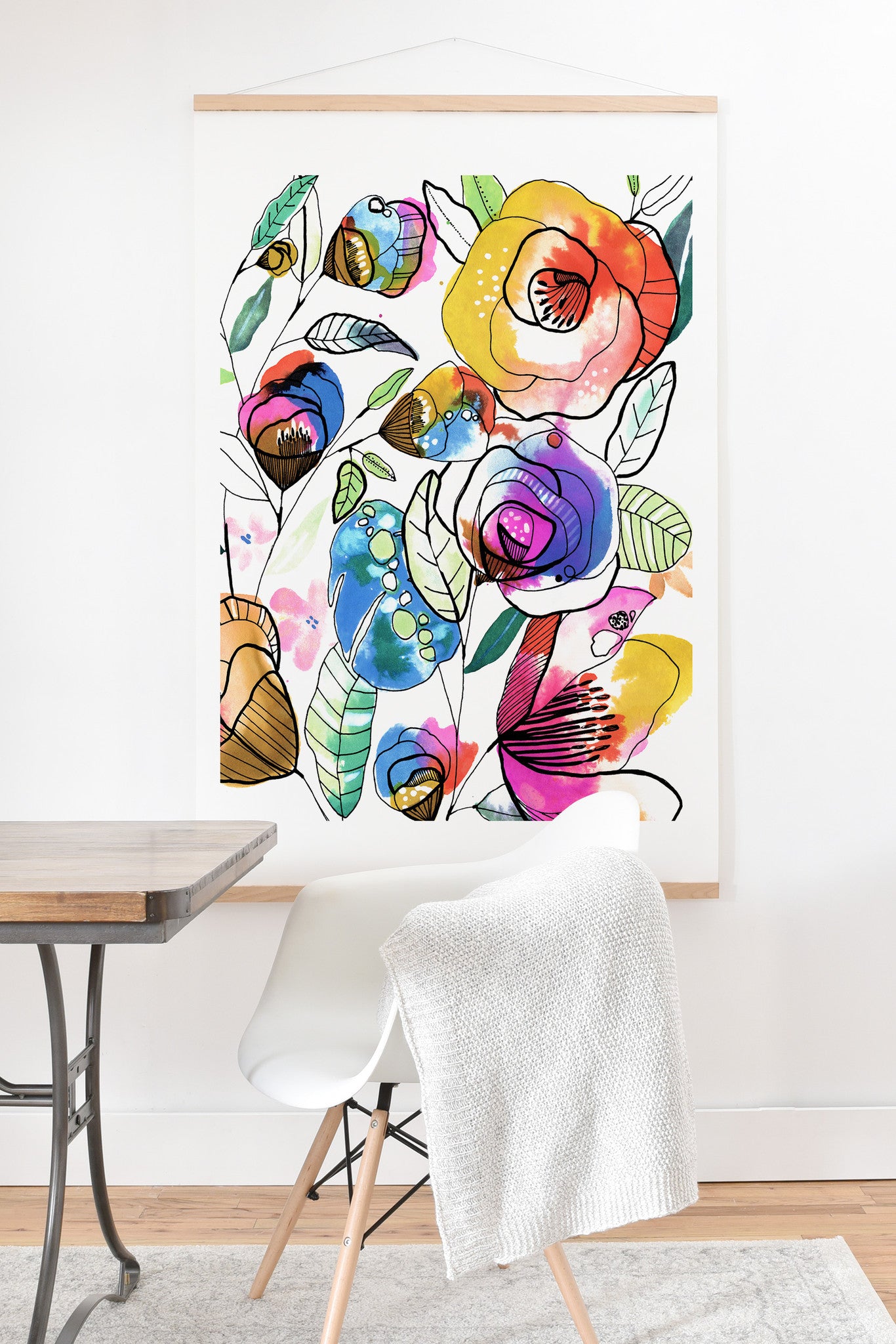 Coloured Flowers Art Print And Hanger Cayenablanca