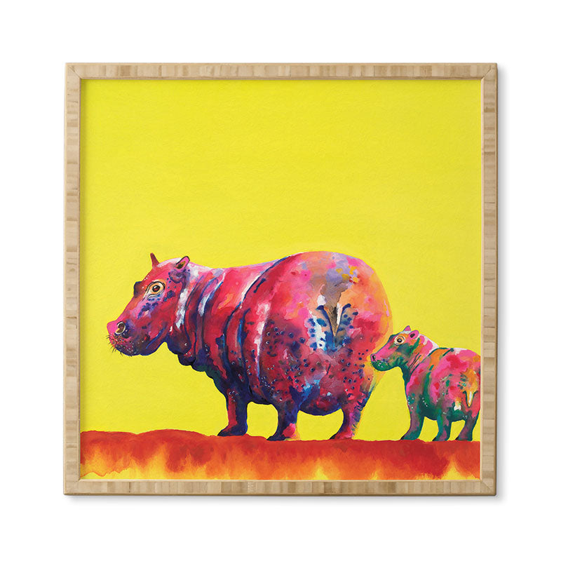Habanero Hippopotamus On Lemon Meringue Framed Wall Art Clara Nilles