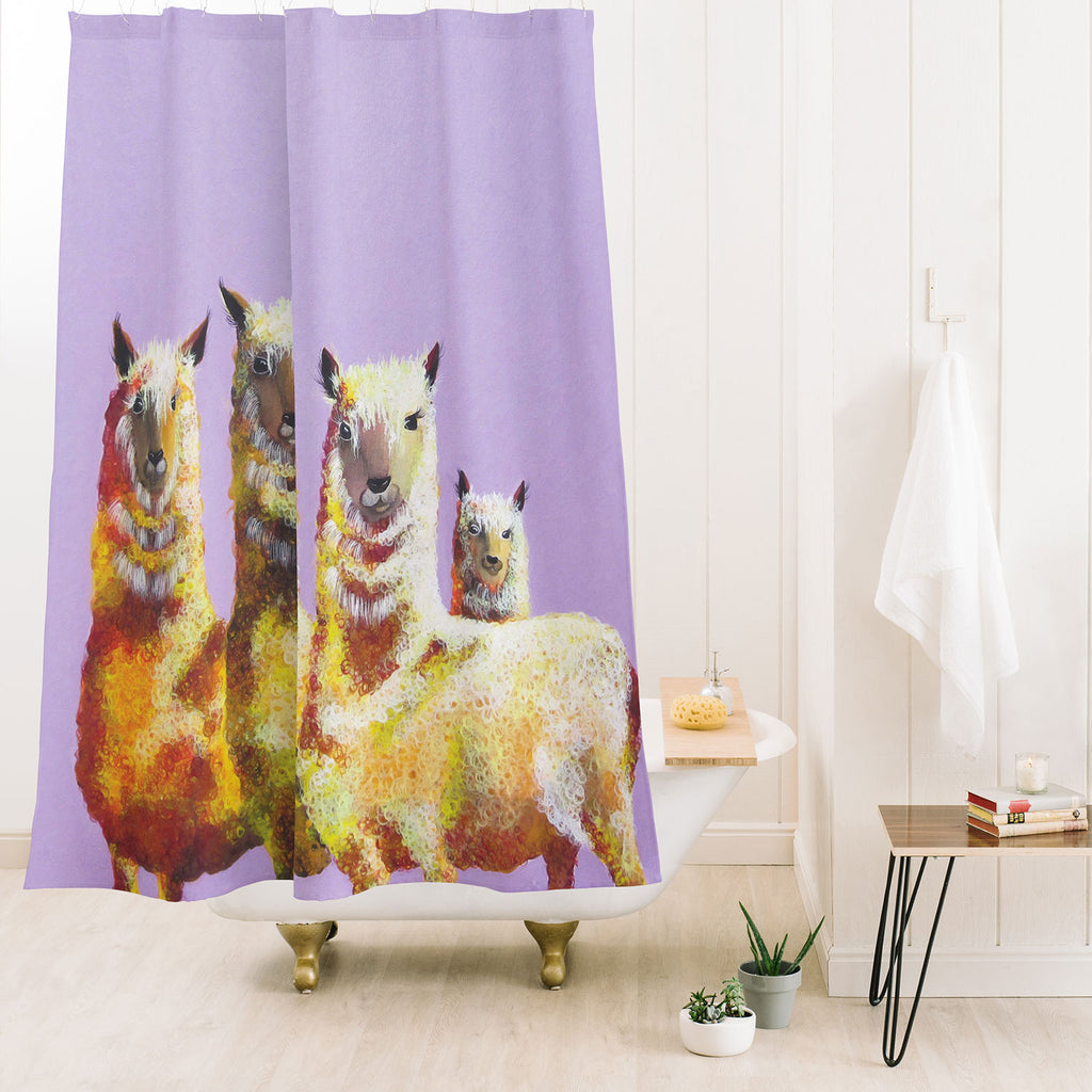 Lemon Llamas On Lavender Shower Curtain Clara Nilles