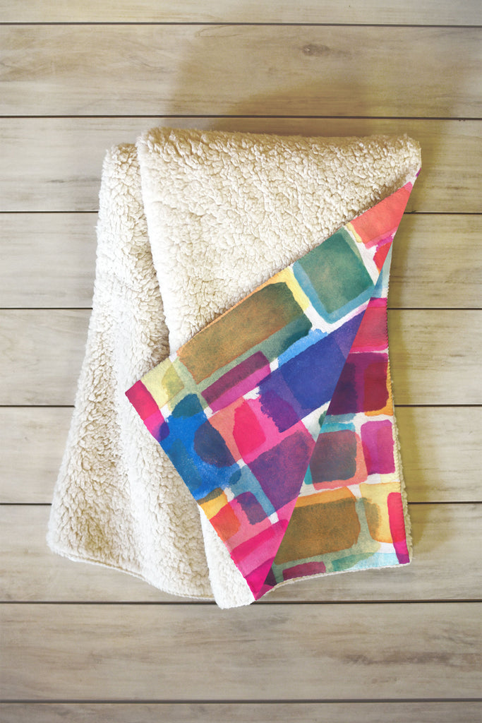 Watercolor Overlay Fleece Throw Blanket Cmykaren
