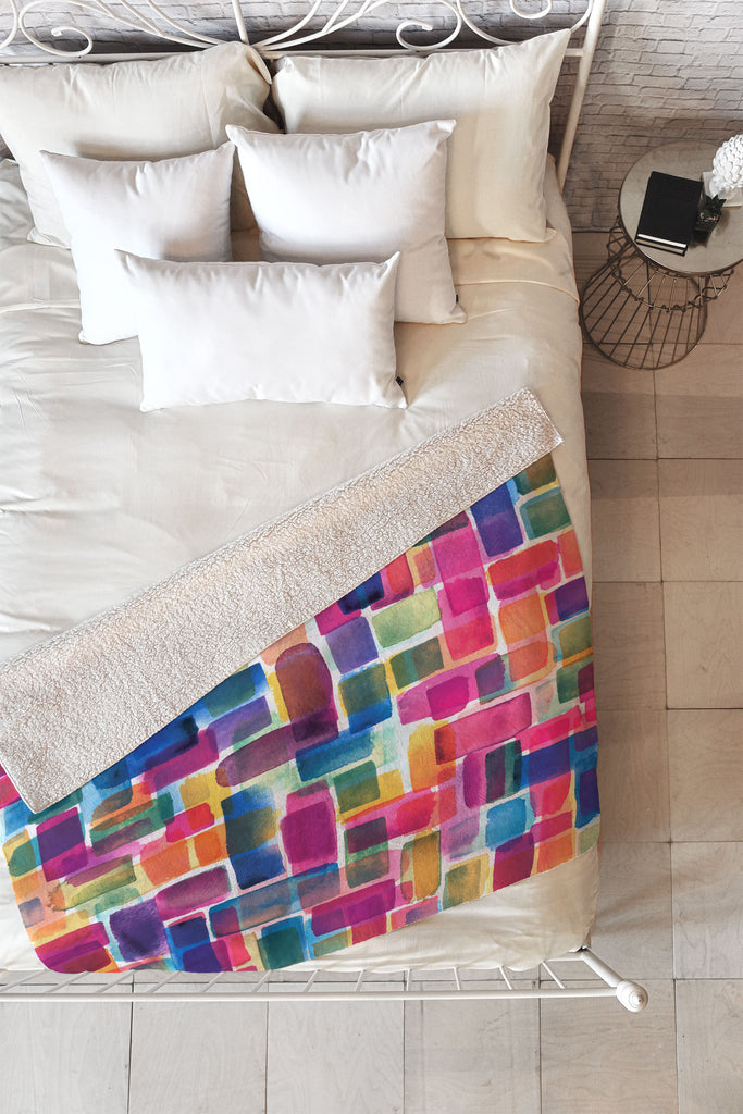 Watercolor Overlay Fleece Throw Blanket Cmykaren