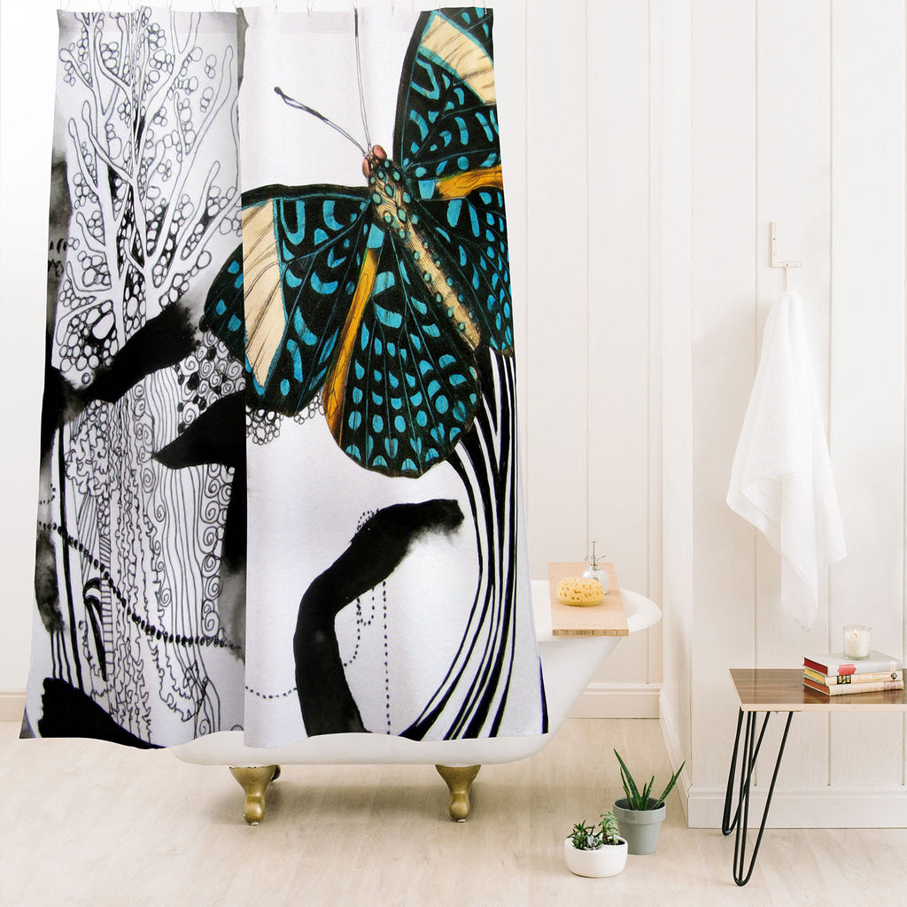 Ink Black Butterfly Shower Curtain Deb Haugen