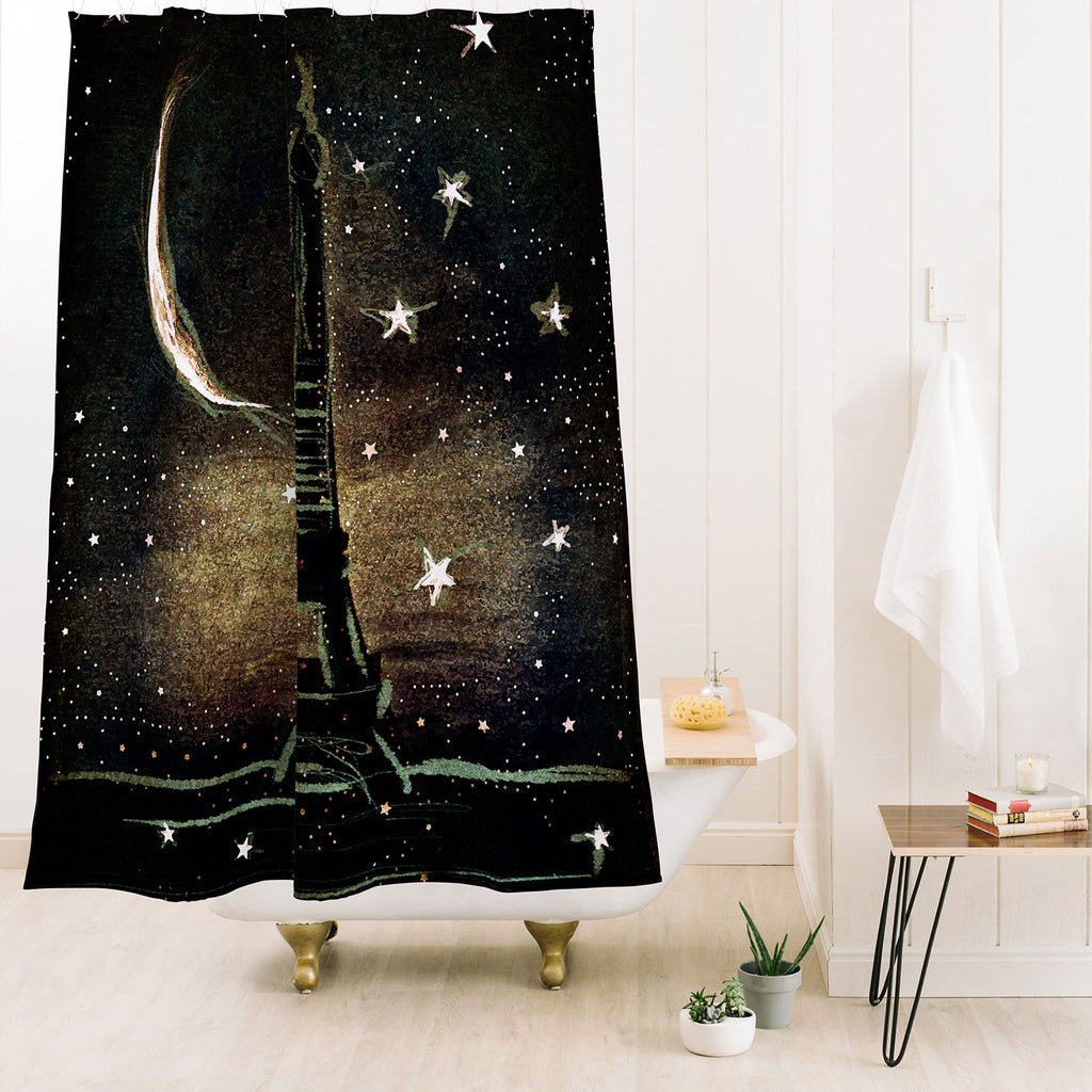 Paris Midnight Shower Curtain Deniz Ercelebi