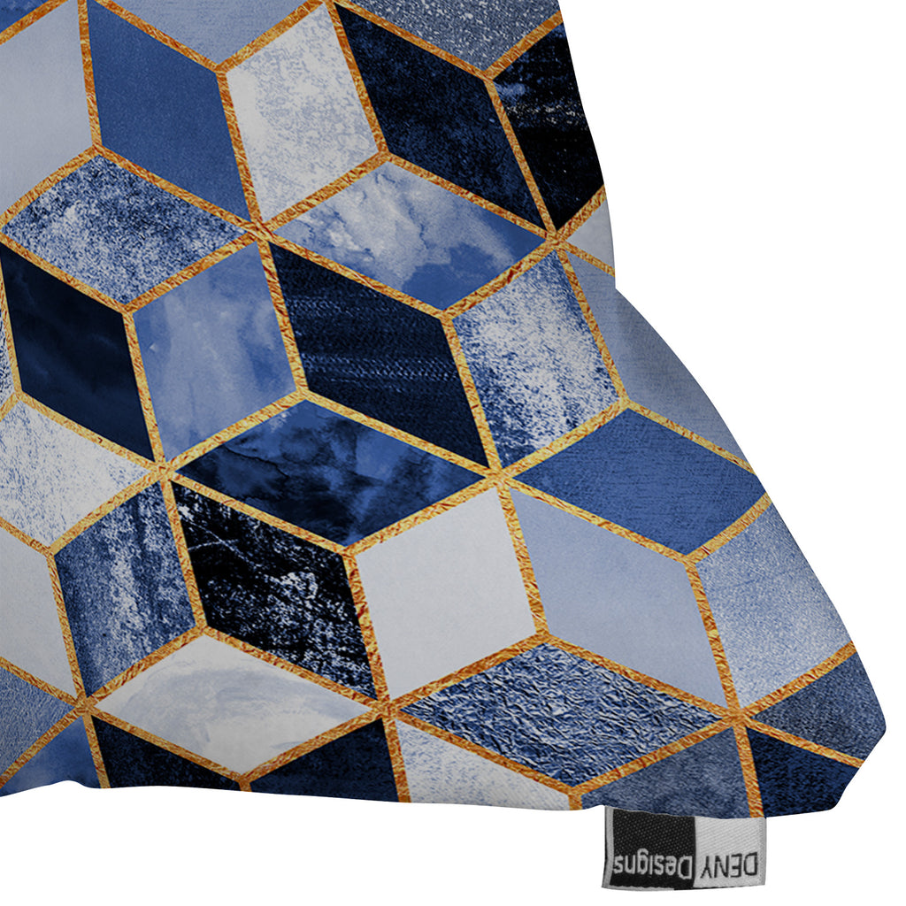 Blue Cubes Throw Pillow Elisabeth Fredriksson