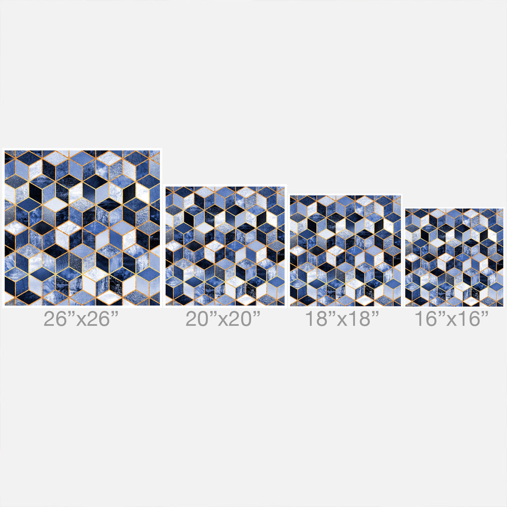 Blue Cubes Throw Pillow Elisabeth Fredriksson