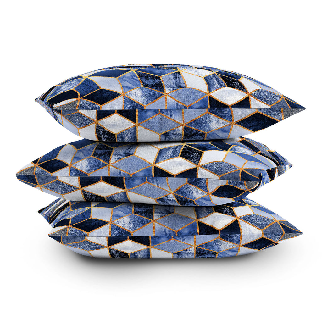 Blue Cubes Throw Pillow Elisabeth Fredriksson