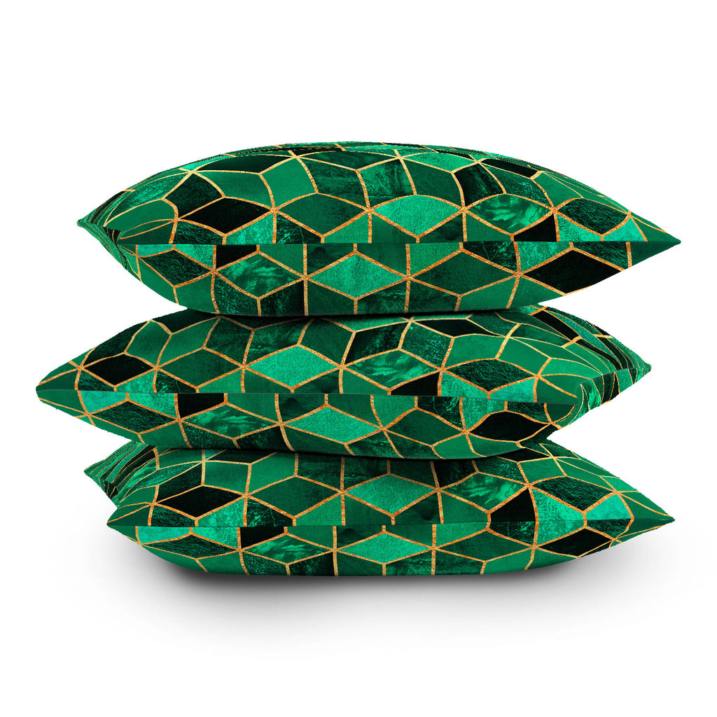 Emerald Cubes Throw Pillow Elisabeth Fredriksson