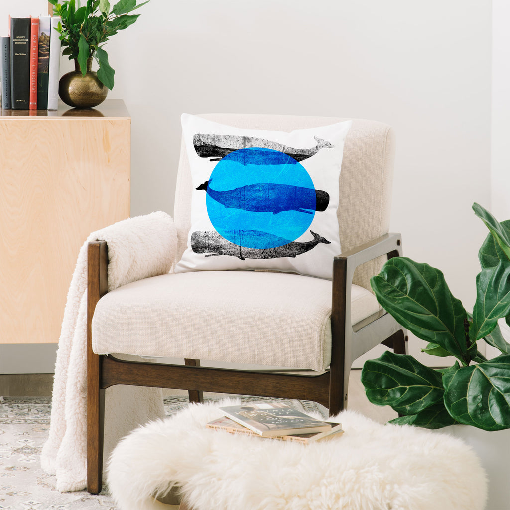 Whales Throw Pillow Elisabeth Fredriksson