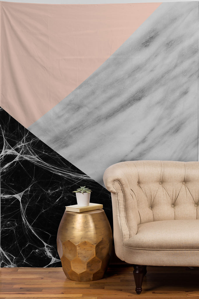 Marble Collage With Pink Tapestry Emanuela Carratoni