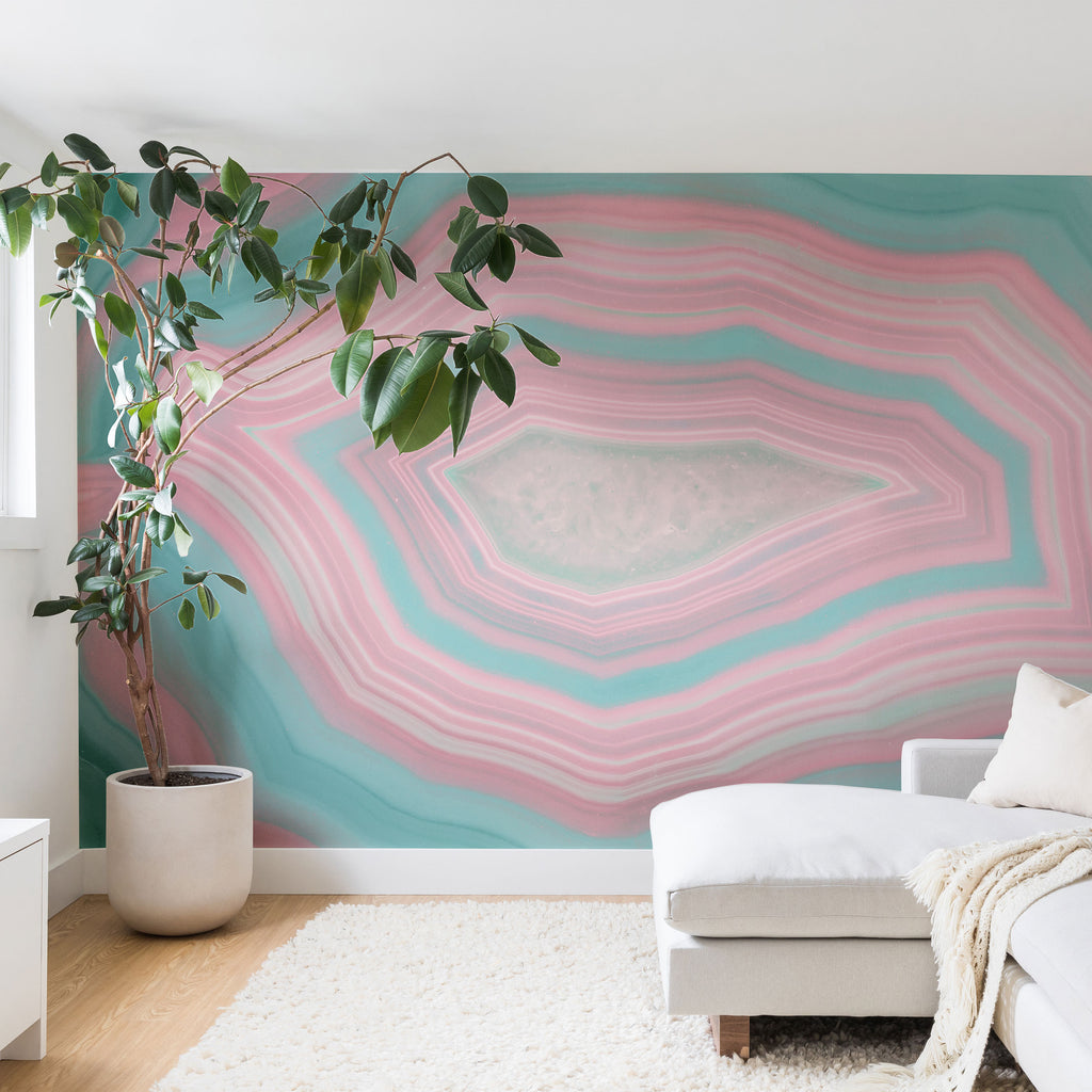 Pink And Teal Agate Wall Mural Emanuela Carratoni