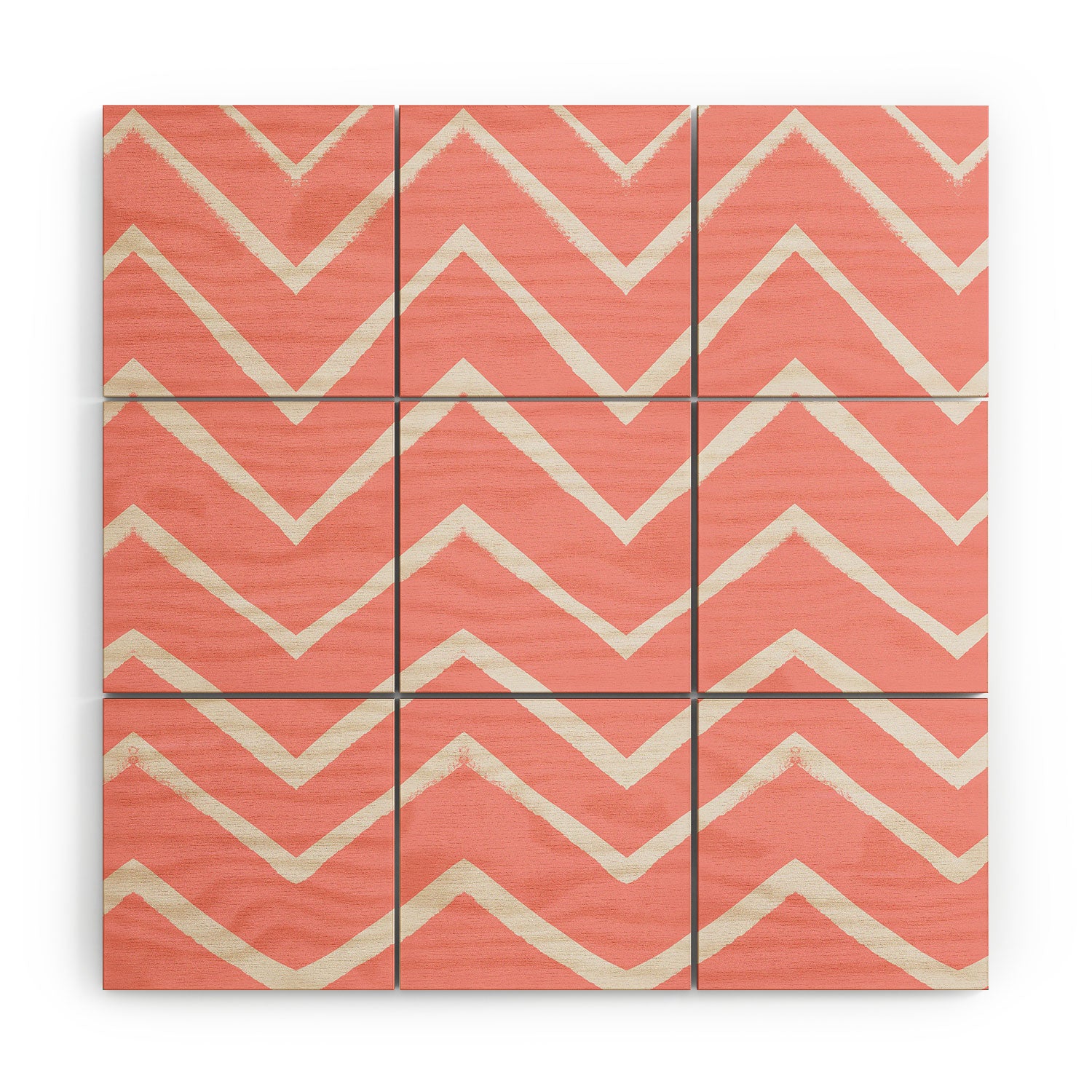 Distressed Chevron Light Salmon Pink Wood Wall Mural Georgiana Paraschiv
