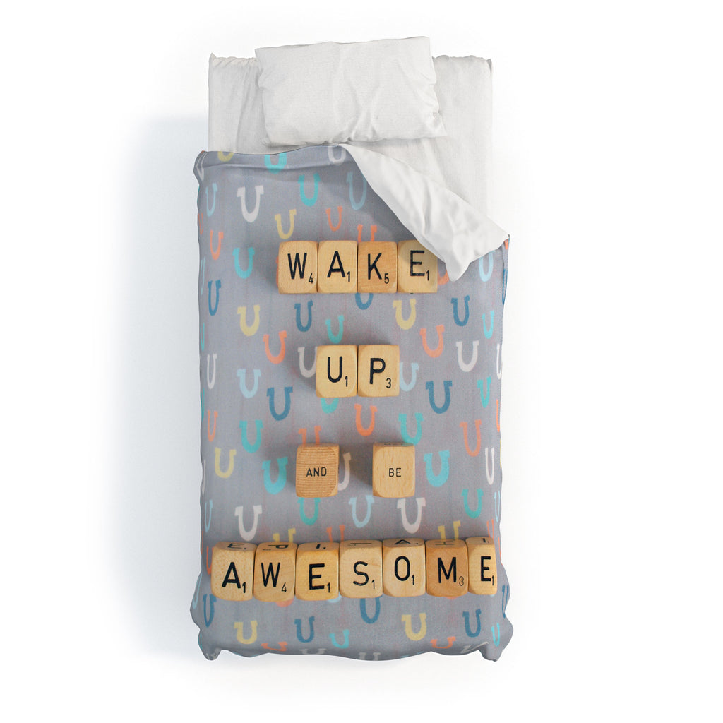 Wake Up And Be Awesome Duvet Cover Happee Monkee