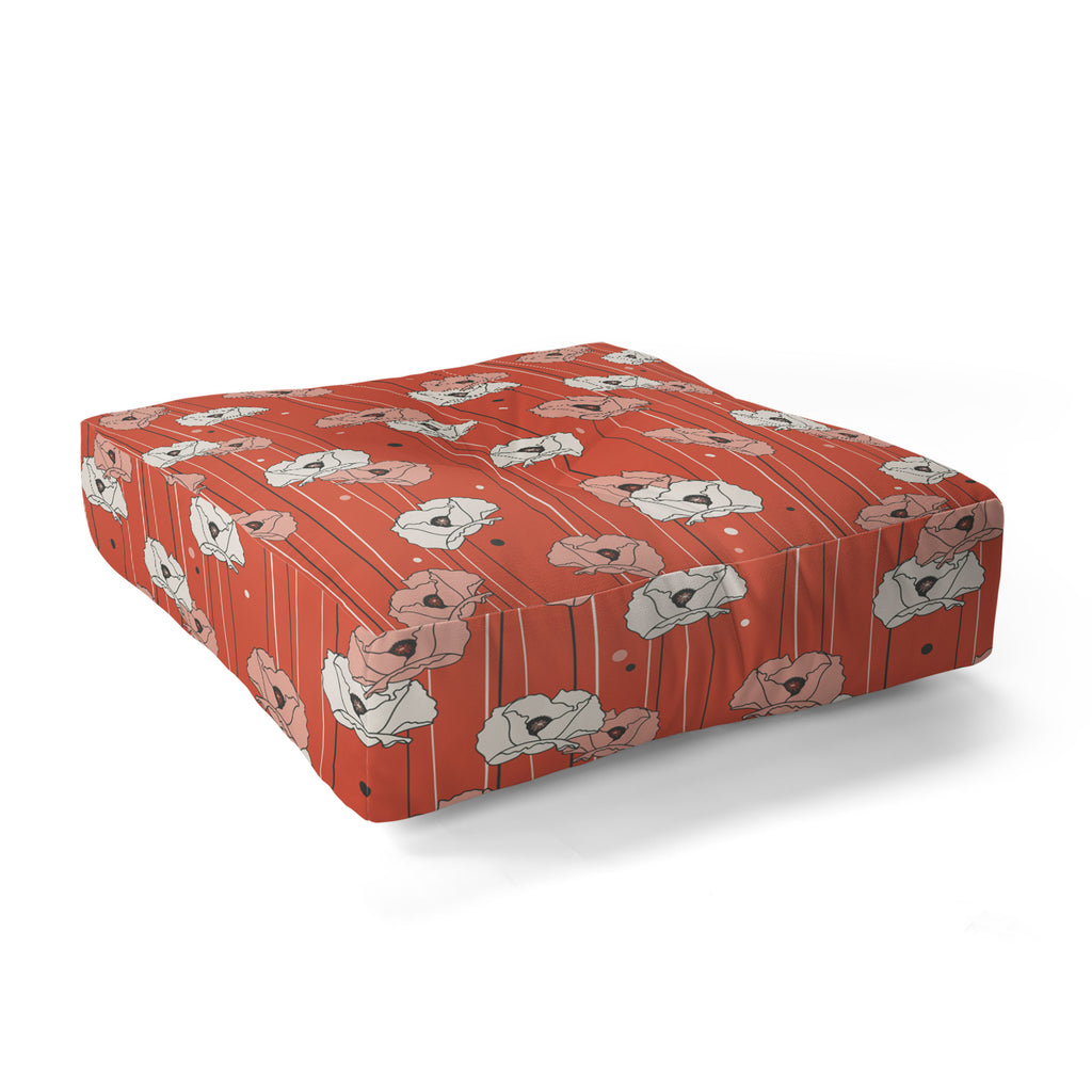 Red Poppy Field 1 Floor Pillow Square Heather Dutton