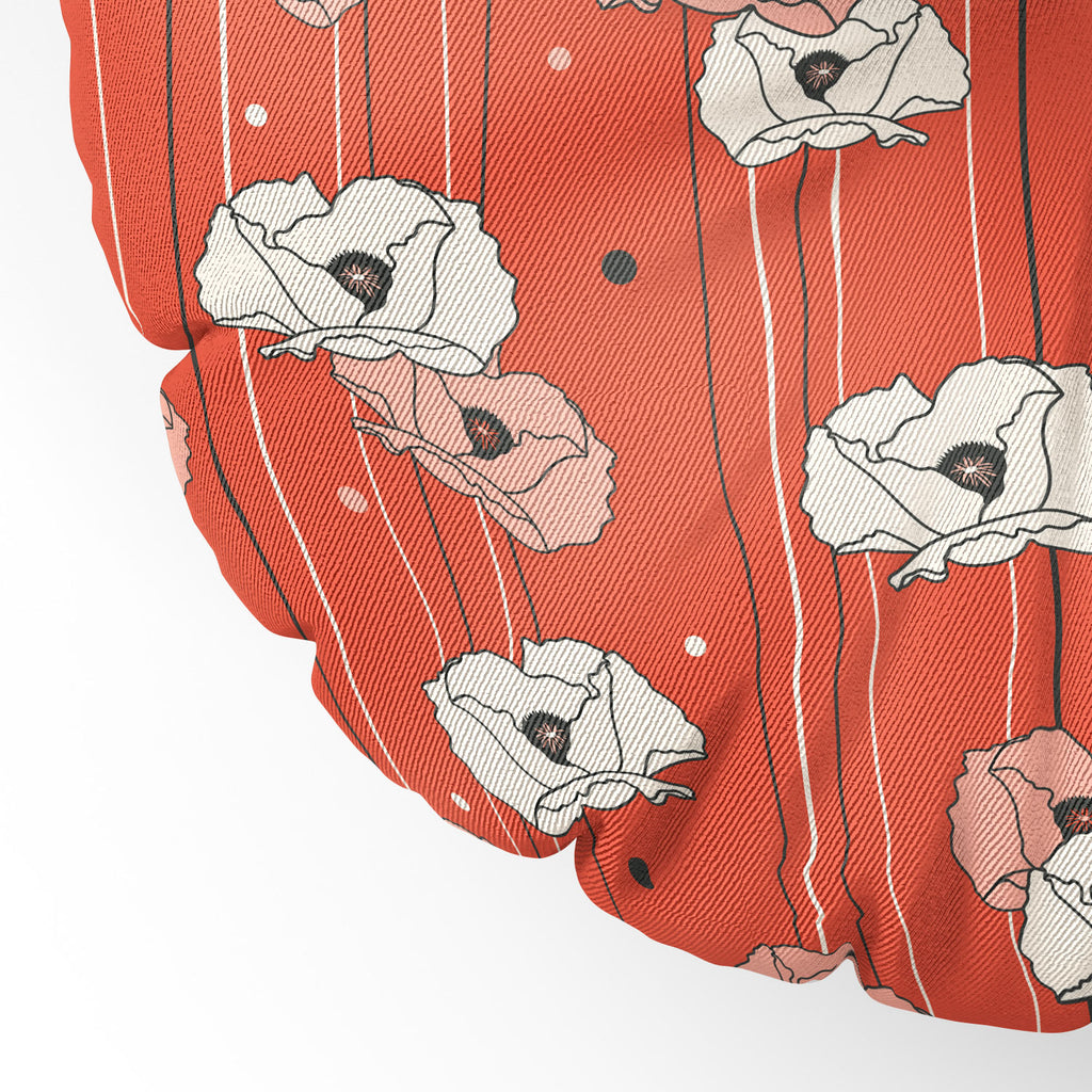 Red Poppy Field 1 Floor Pillow Round Heather Dutton