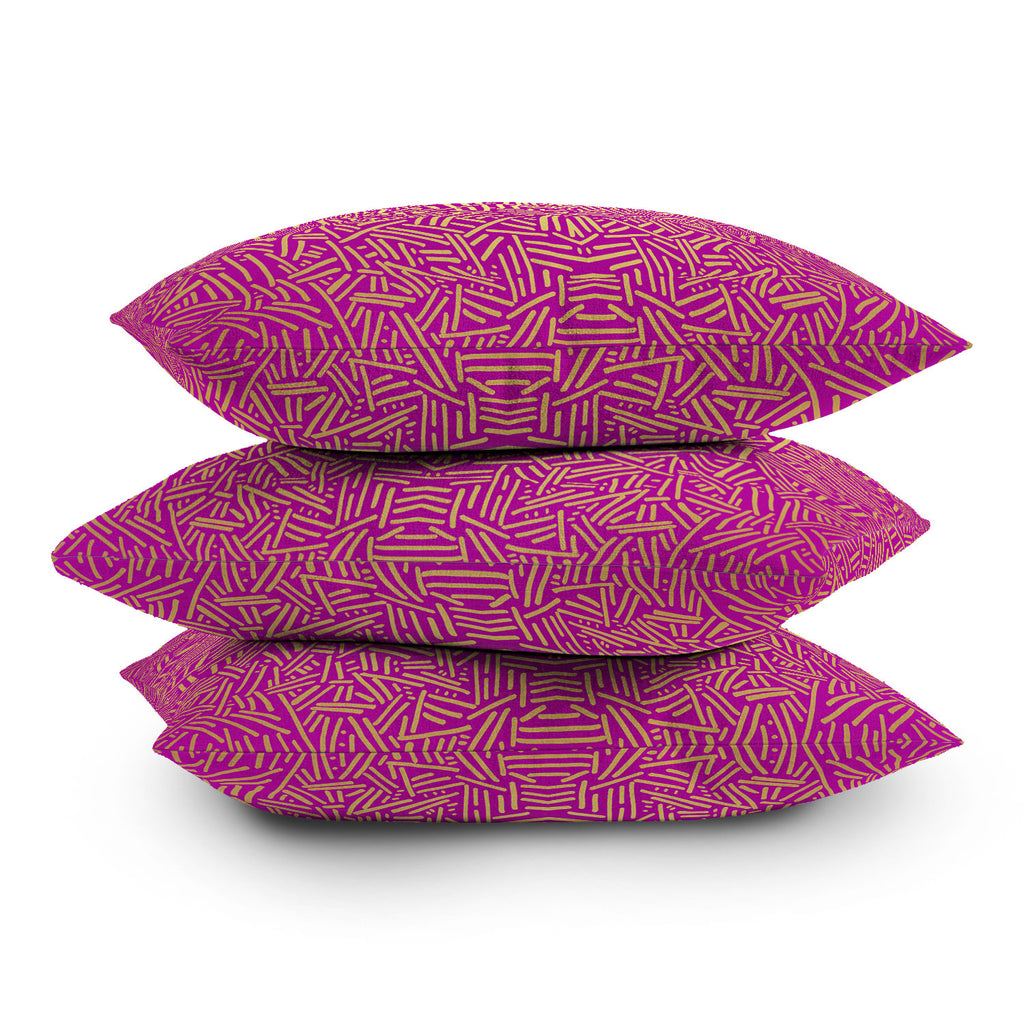 Radiate Raspberry Gold Throw Pillow Jacqueline Maldonado