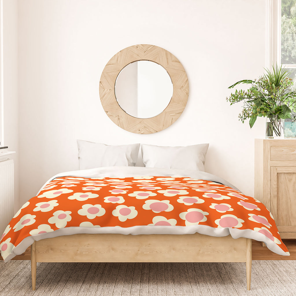 Sunny Side Floral In Orange Duvet Cover Jenean Morrison