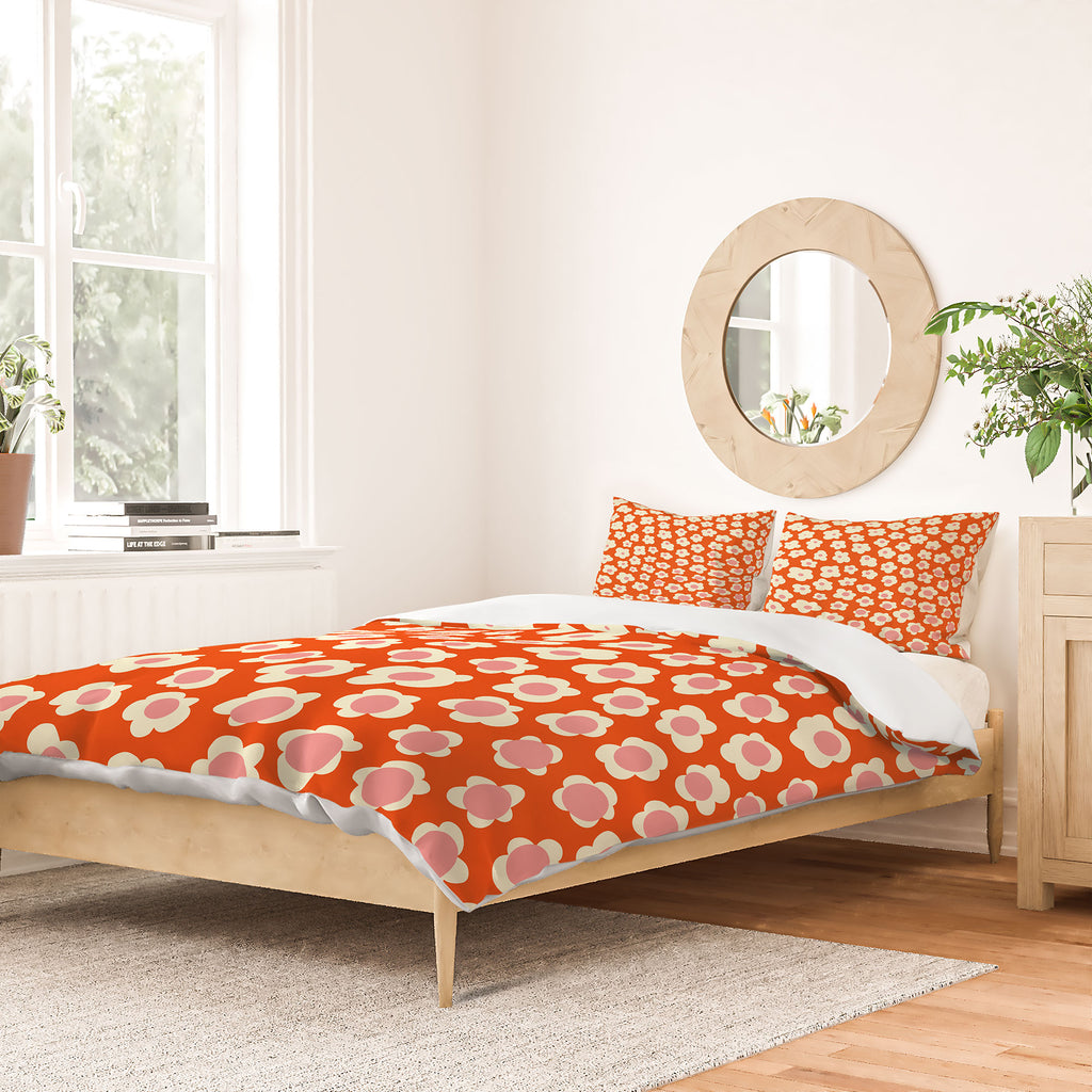 Sunny Side Floral In Orange Duvet Cover Jenean Morrison