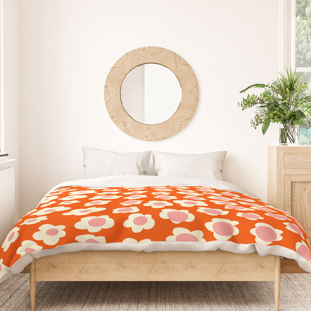 Sunny Side Floral In Orange Duvet Cover Jenean Morrison
