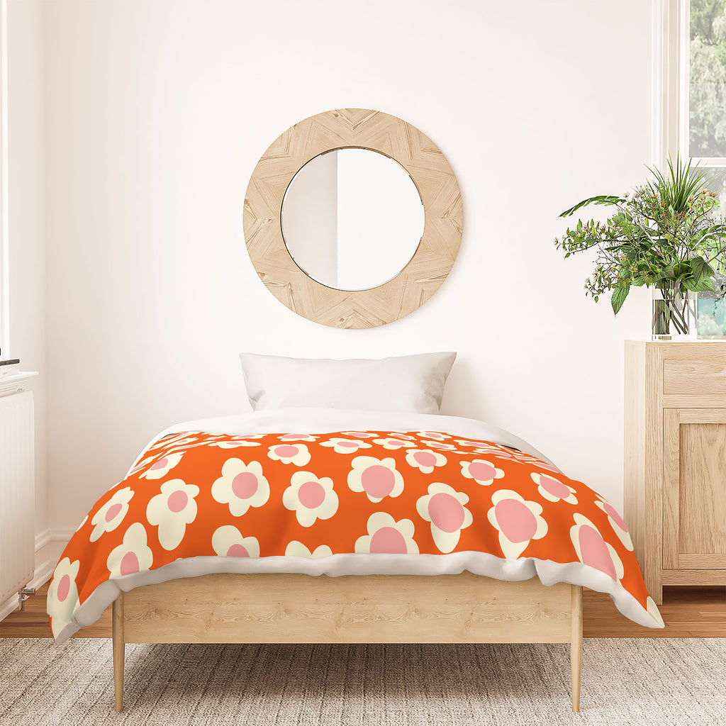 Sunny Side Floral In Orange Duvet Cover Jenean Morrison