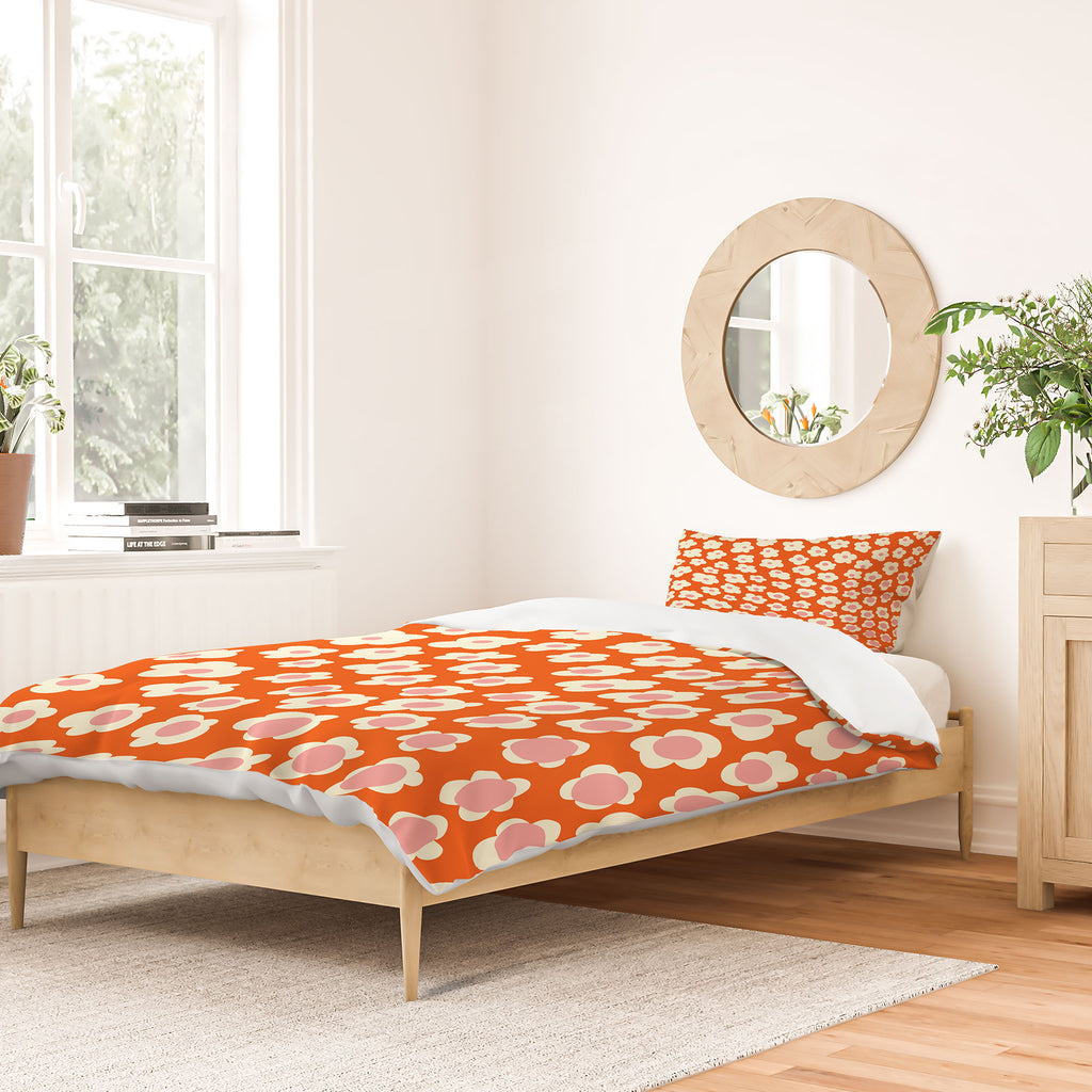Sunny Side Floral In Orange Duvet Cover Jenean Morrison
