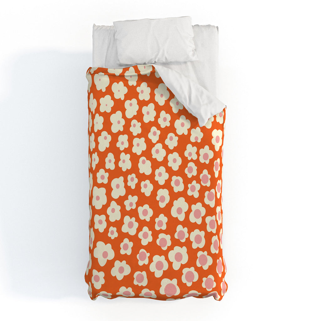 Sunny Side Floral In Orange Duvet Cover Jenean Morrison