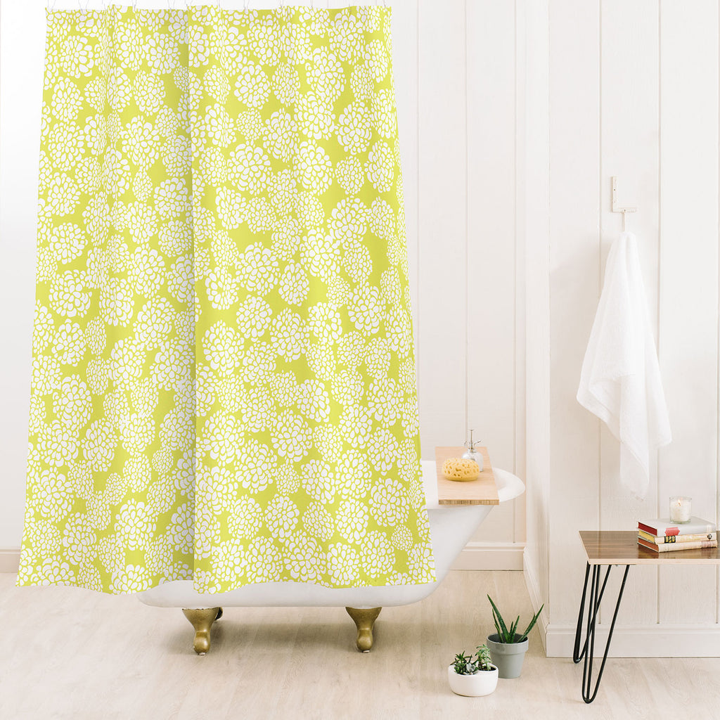 Dahlias Chartreuse Shower Curtain Joy Laforme