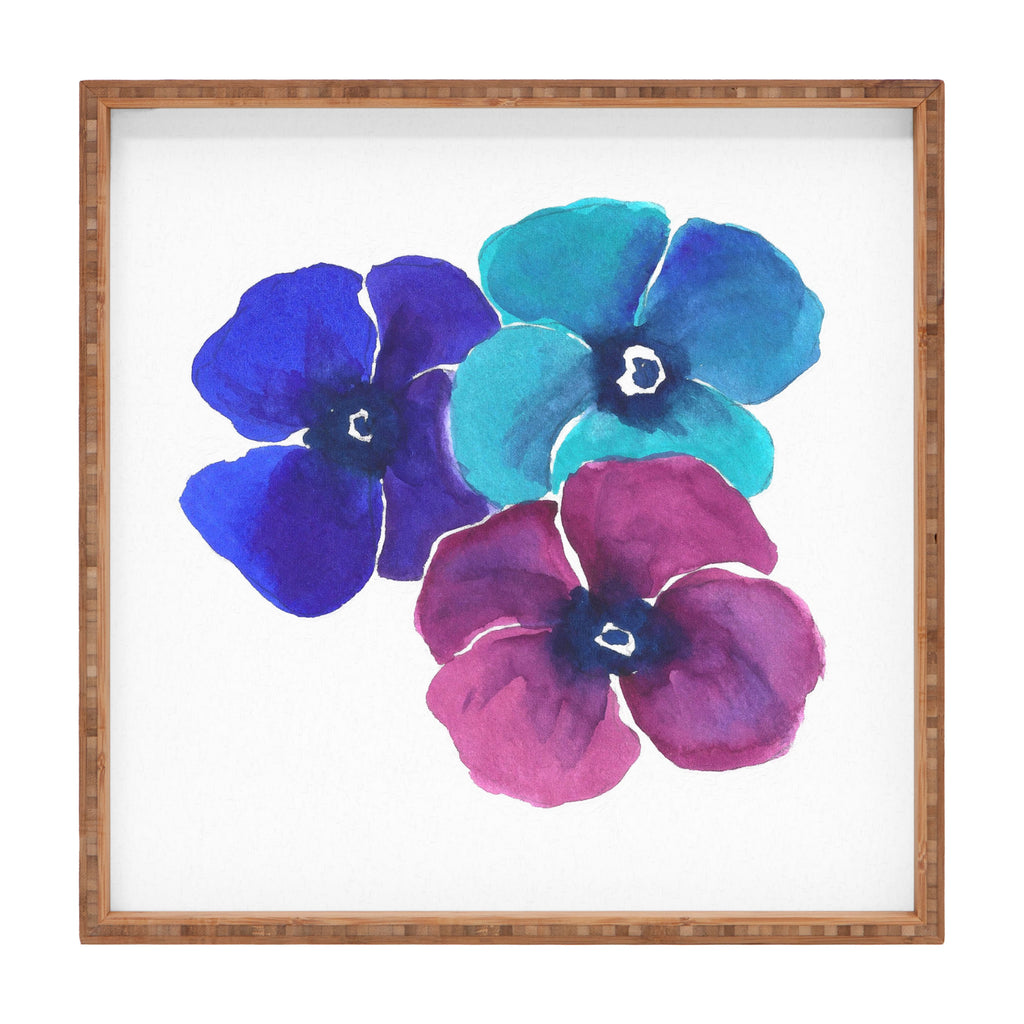 Jewel Tone Pansies Square Tray Laura Trevey