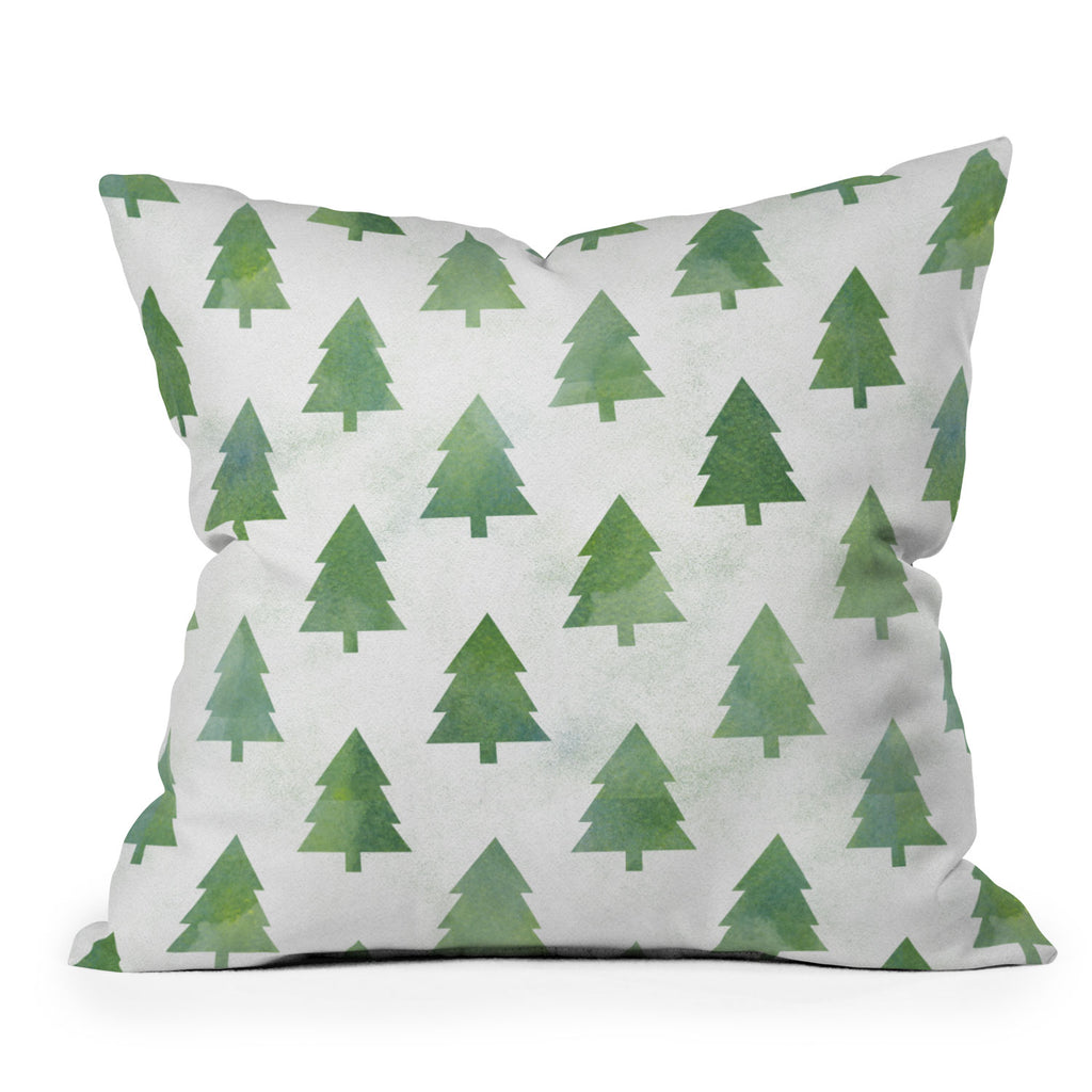 Pine Tree Forest Pattern Throw Pillow Leah Flores
