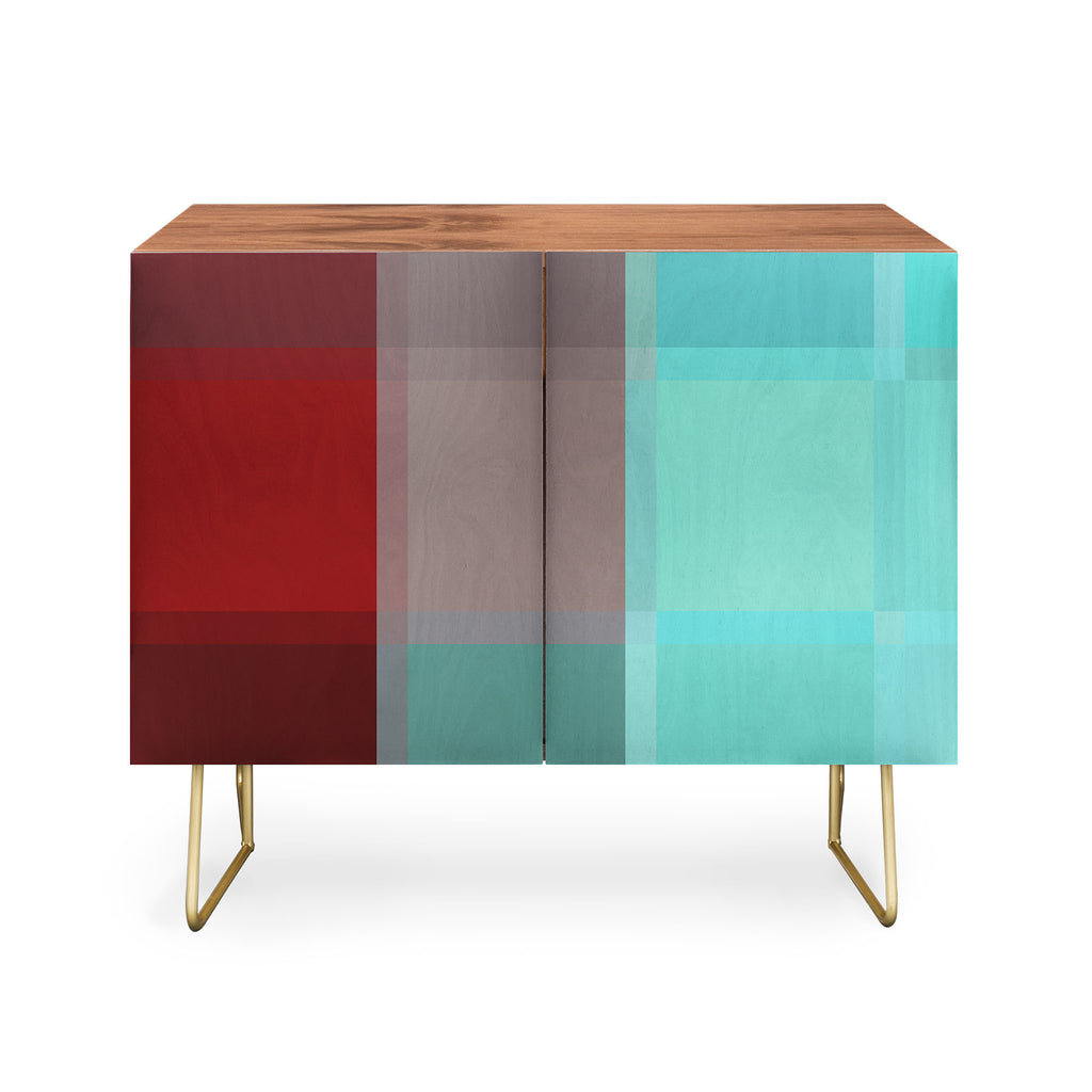 Burgundy Tartan Credenza Madart Inc