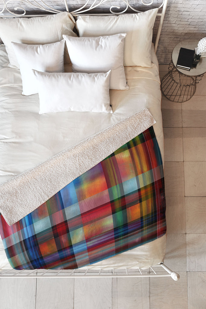 Multi Abstracts Plaid Fleece Throw Blanket Madart Inc