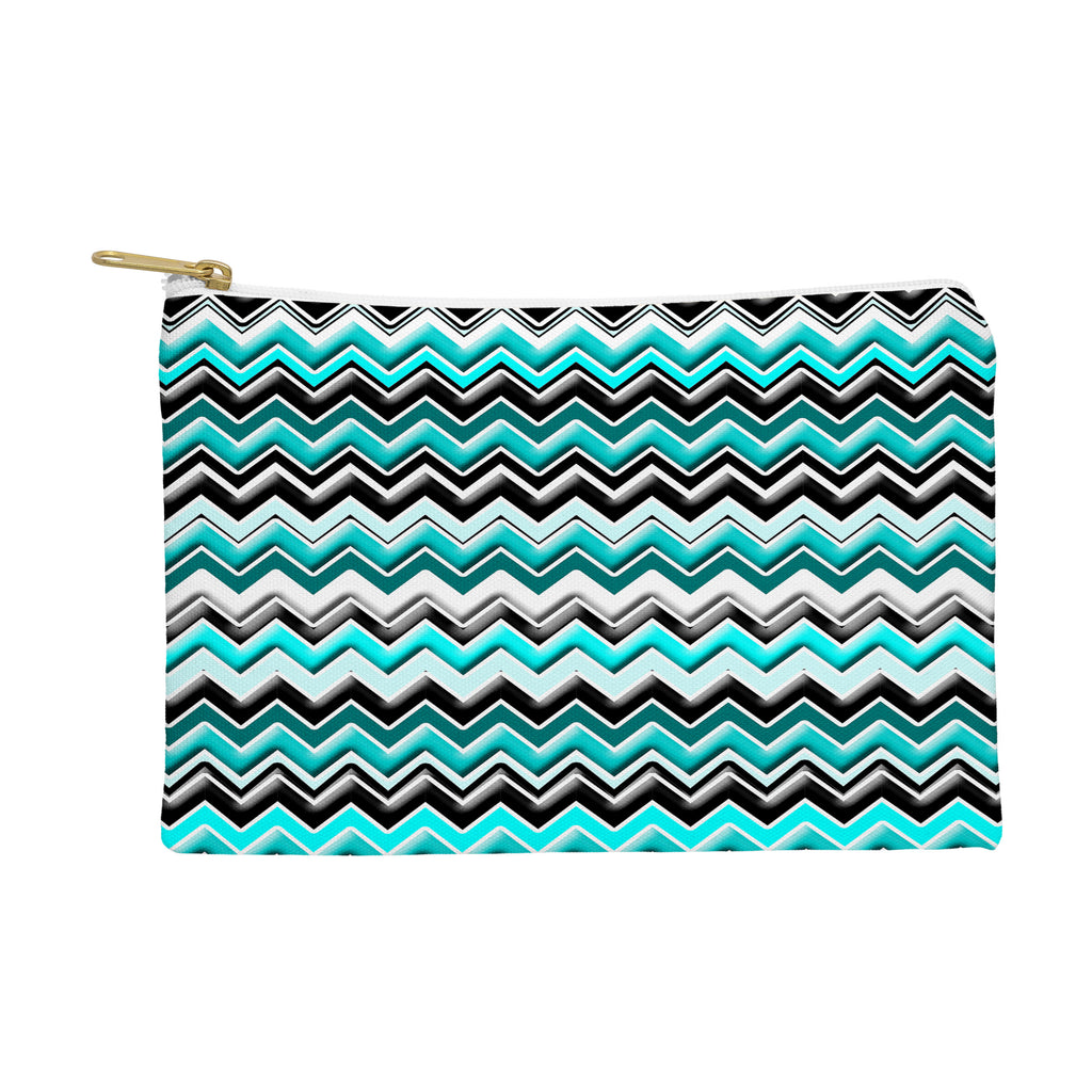 Turquoise Black White Chevron Pouch Madart Inc